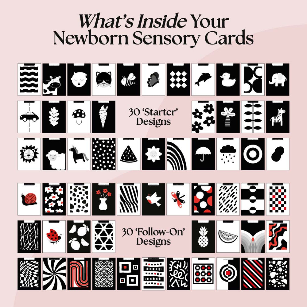 0+ Month Newborn Sensory Cards | High Contrast Black & White Cards For ...
