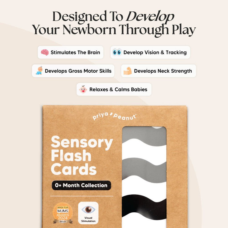 0+ Month Newborn Sensory Cards | High Contrast Black & White Cards For ...