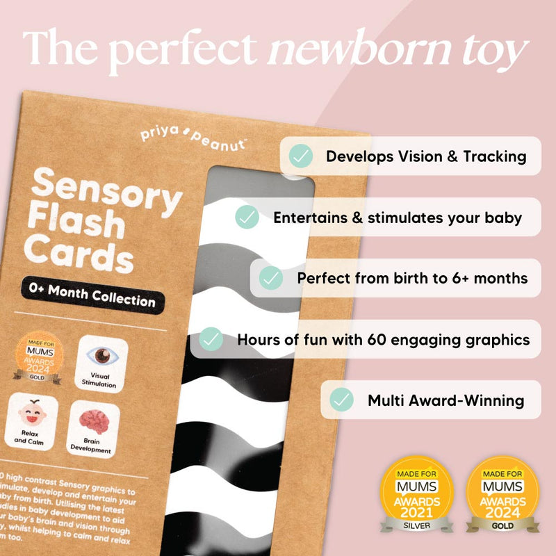 0+ Month Newborn Sensory Cards | High Contrast Black & White Cards For ...