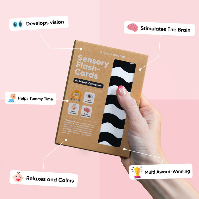 0+ Month Newborn Sensory Cards | High Contrast Black & White Cards For ...